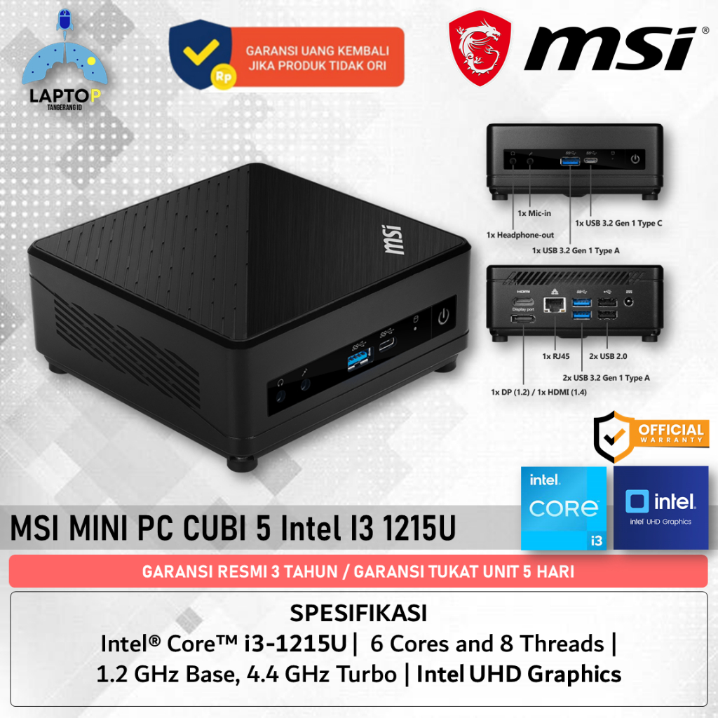 Jual MSI MINI PC CUBI 5 Intel I3 1215U | Shopee Indonesia