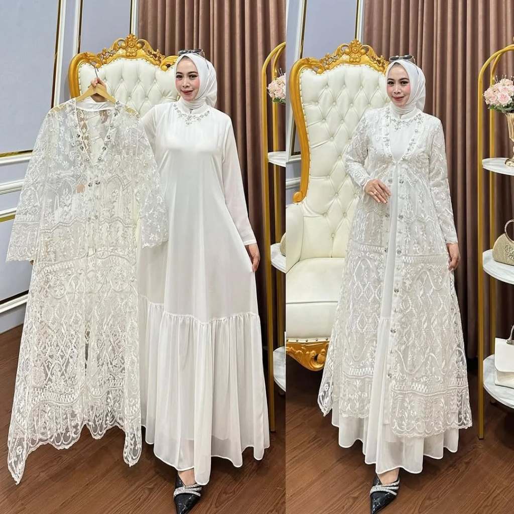 Jual Arimbi Set Outher Dress Brukat Kondangan Kekinian Bahan Ceruty ...