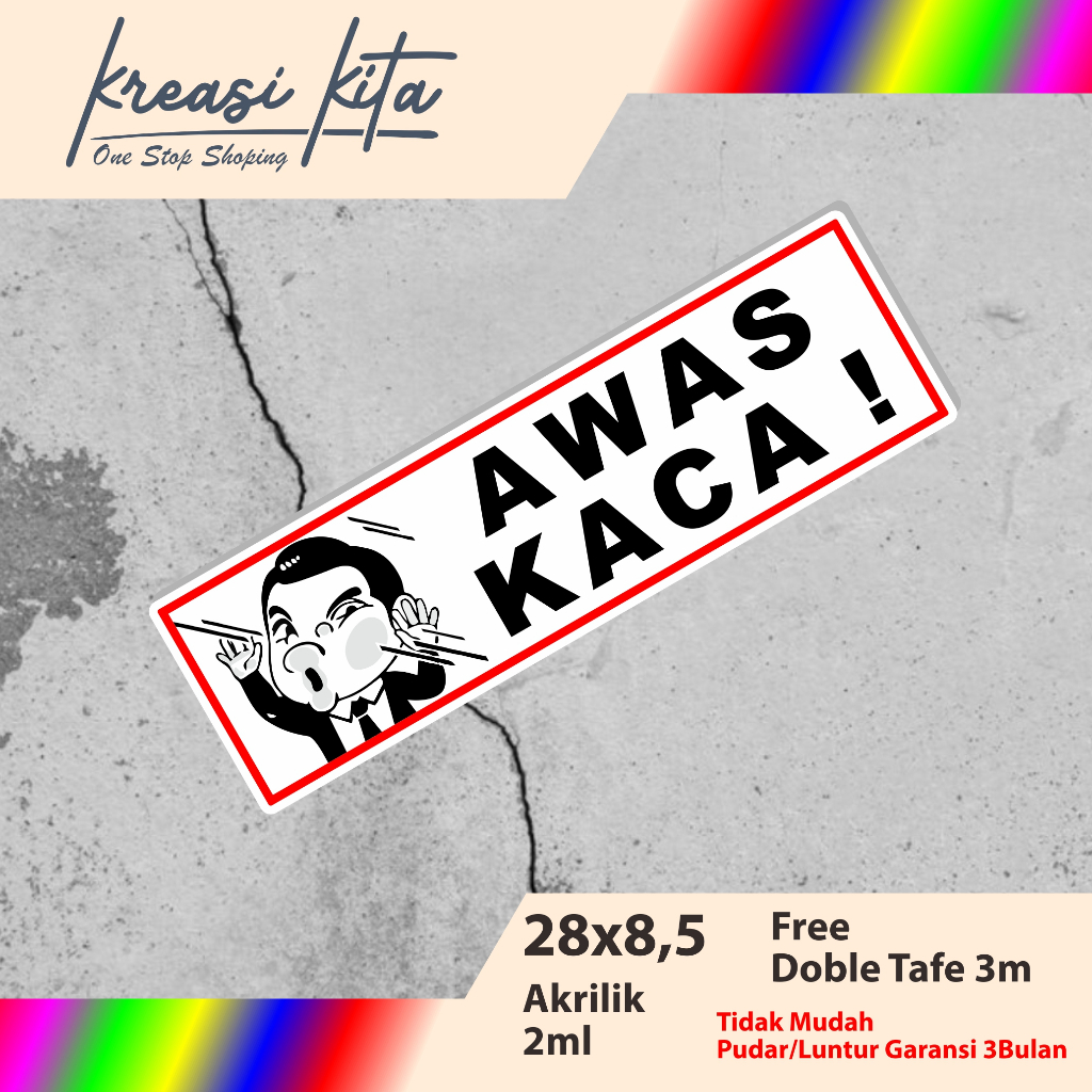 Jual AKRILIK SIGN AWAS KACA TIPE 1 ACRILYC SIGN | Shopee Indonesia