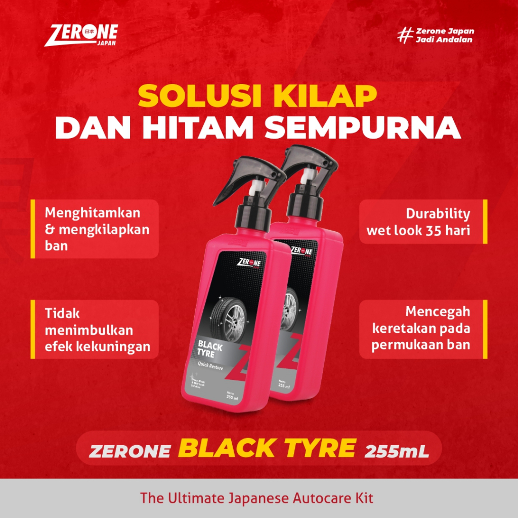 Jual [ Hemat 2 Botol ] Semir Ban Mobil Tahan Lama Black Tyre Zerone ...