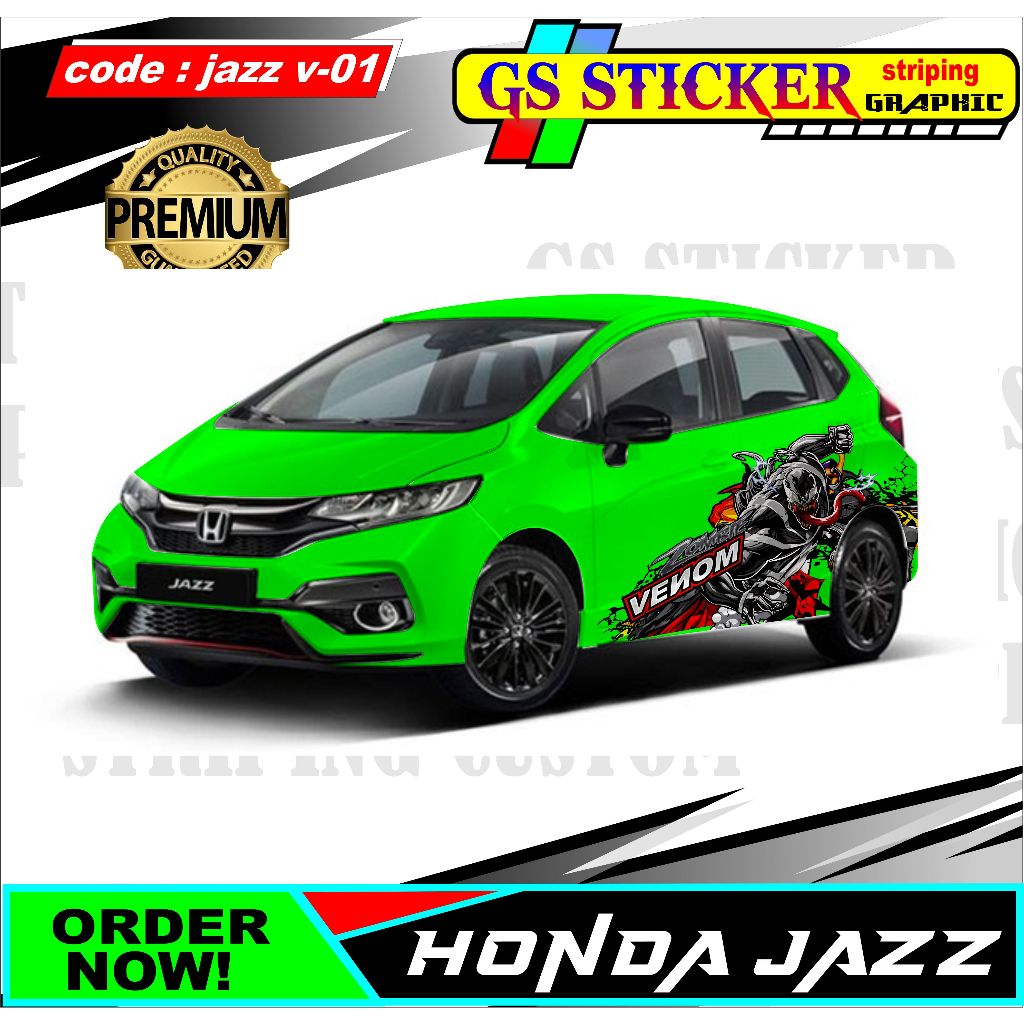 Jual STICKER STRIPING DECAL HONDA JAZZ SEMIFULL CUSTOM VENOM | Shopee ...