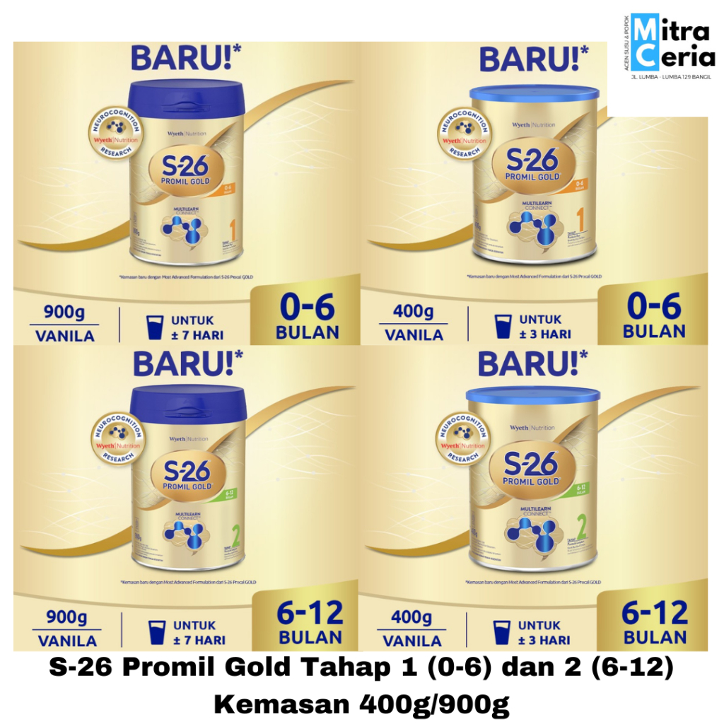 Jual S-26 Promil Gold Tahap 1 (0-6) dan Tahap 2 (6-12) - 400g/900g ...