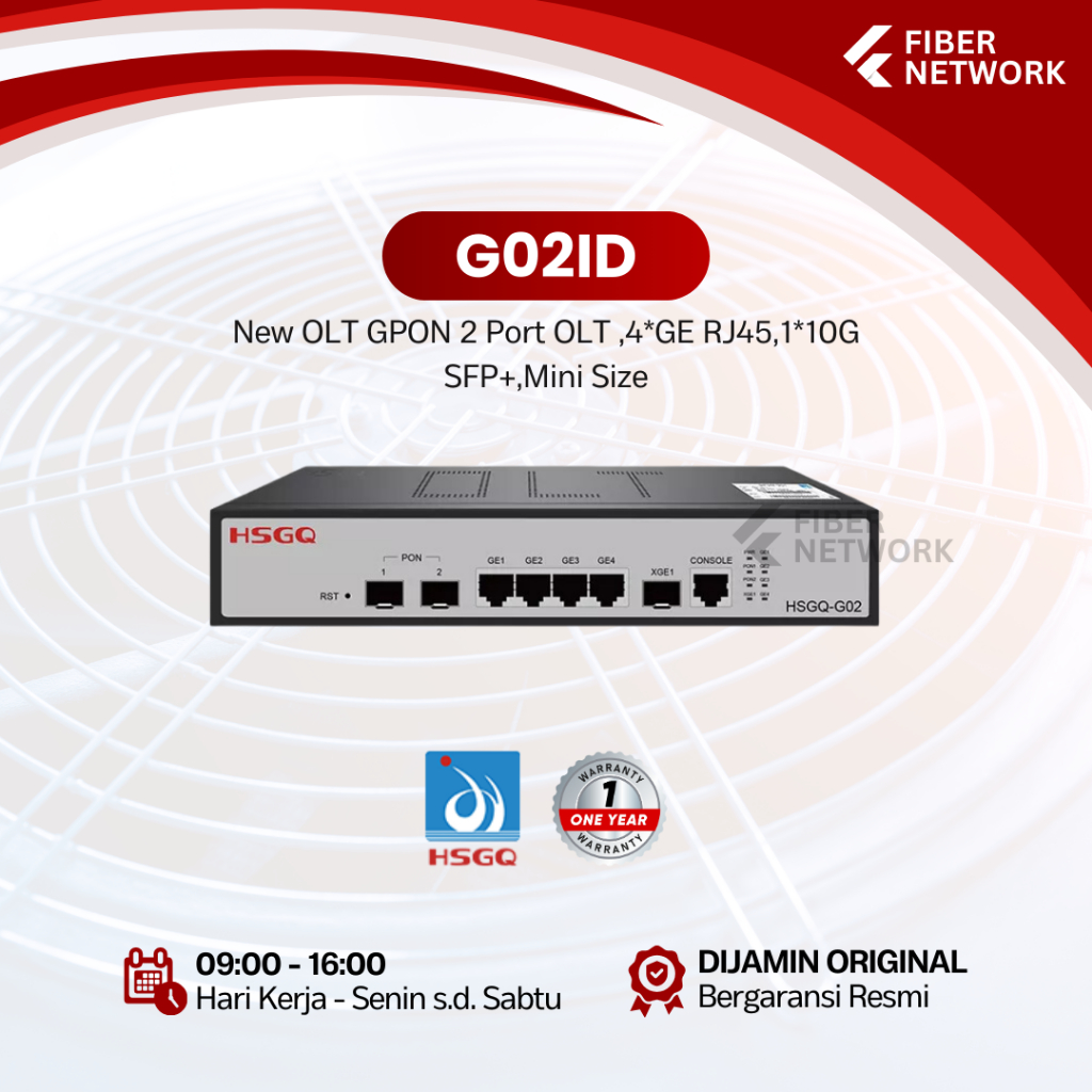 Jual HSGQ-G02ID GPON 2 Ports OLT,4*GE RJ45,1*10G SFP+, FTTH FTTR (inc 1 ...
