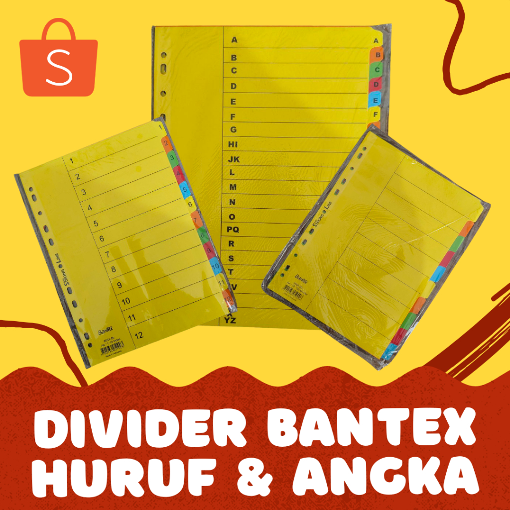 Jual Pembatas Kertas Divider Bantex Abjad (Huruf) & Angka A4 | Shopee ...