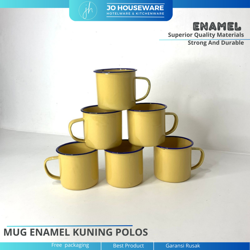 Jual Mug 6 7 kuning polos diameter 8cm / gelas mug bahan enamel ...