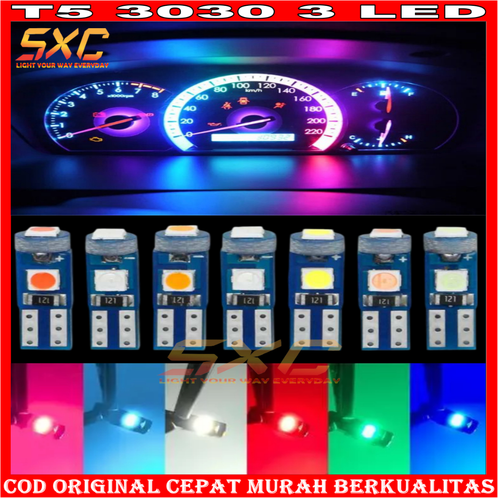 Jual ORIGINAL LAMPU LED T5 3 LED 3030 CHIP SX3 LAMPU LED SPEEDOMETER ...