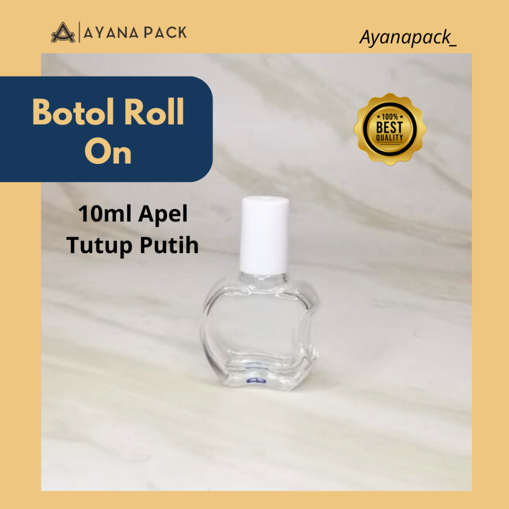 Jual Botol Parfum Kaca Apel Clear Roll On 10ml Tutup Putih atau Tutup ...