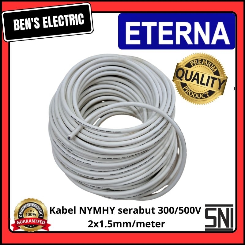 Jual Eterna kabel serabut NYMHY 2x1.5mm eceran / meter | Shopee Indonesia