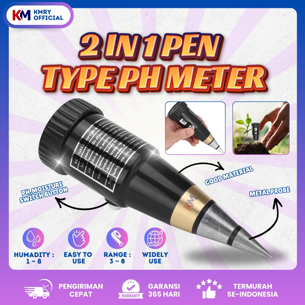 Jual KMRY Alat Penggukur Tanah 2 In 1 Pen Type PH Meter Soil Analyzer ...