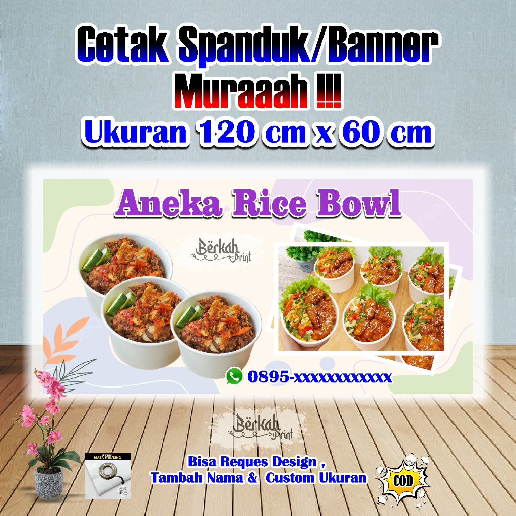 Jual Spanduk Banner Rice Bowl Ukuran 120 cm x 60 cm | Shopee Indonesia