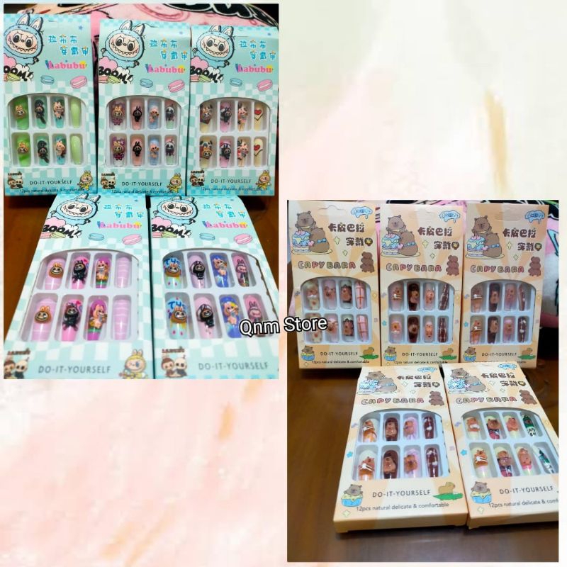 Jual KUKU PALSU LABUBU CAPIBARA NAIL ART MOTIF TIMBUL DENGAN LEM ...