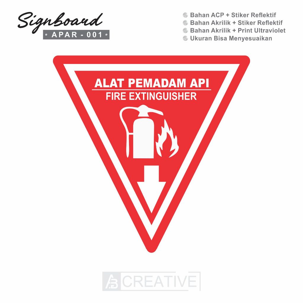 Jual signboard apar segitiga bahan acp / akrilik dengan ukuran tebal 3 ...