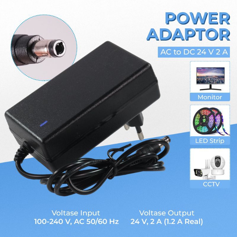 Jual charger adaptor 24v 1a powersupply dc 24v 1 / 2 A mist maker lampu strip massage pillow ...