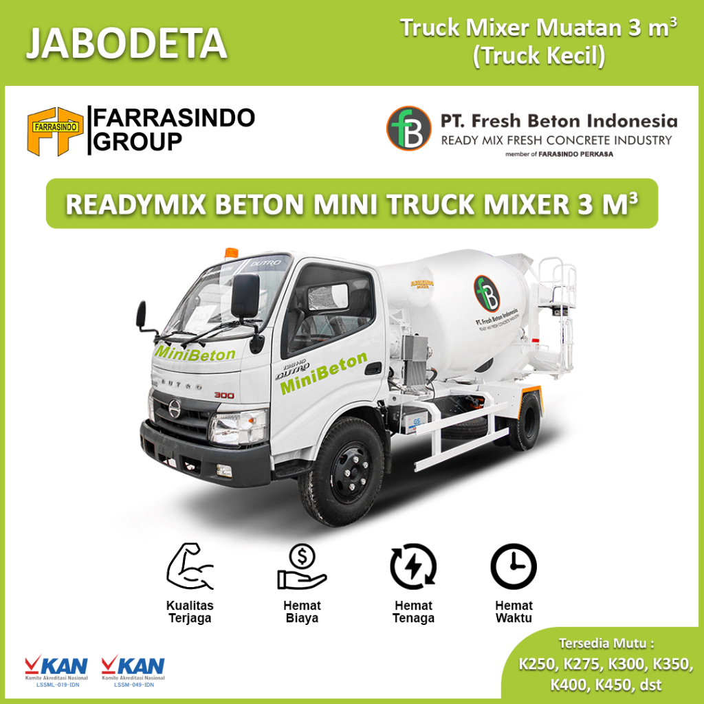Jual Readymix Fresh Beton Indonesia mixer kecil mutu K275 K300 K400 | Member Of Farrasindo ...