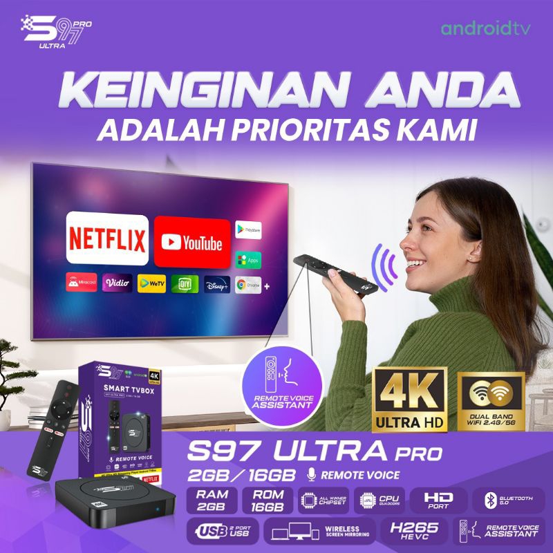 Jual S97 Turbo Ultra Pro (Android TV BOX) Ram 2/16gb Remote Voice ...