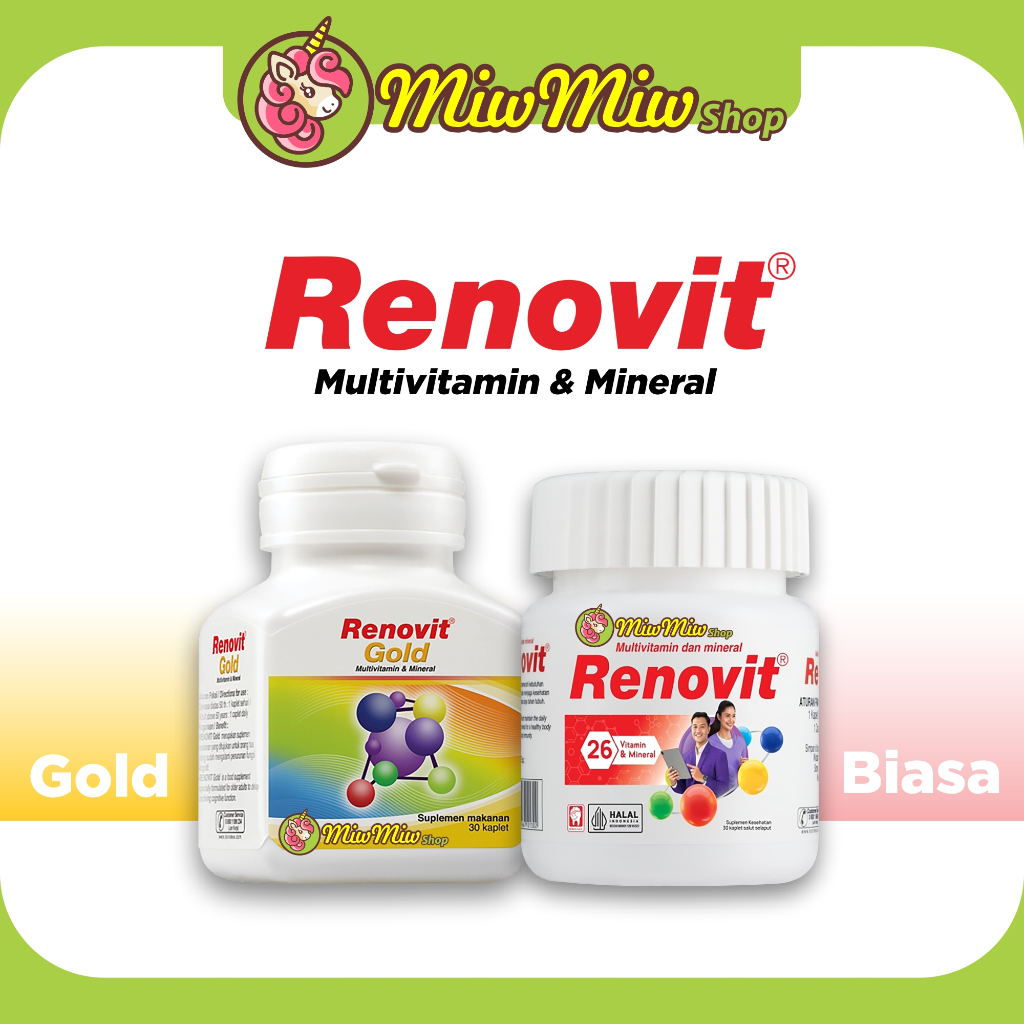Jual RENOVIT Multivitamin & Mineral (Biasa/ Gold) Botol isi 30 kaplet ...