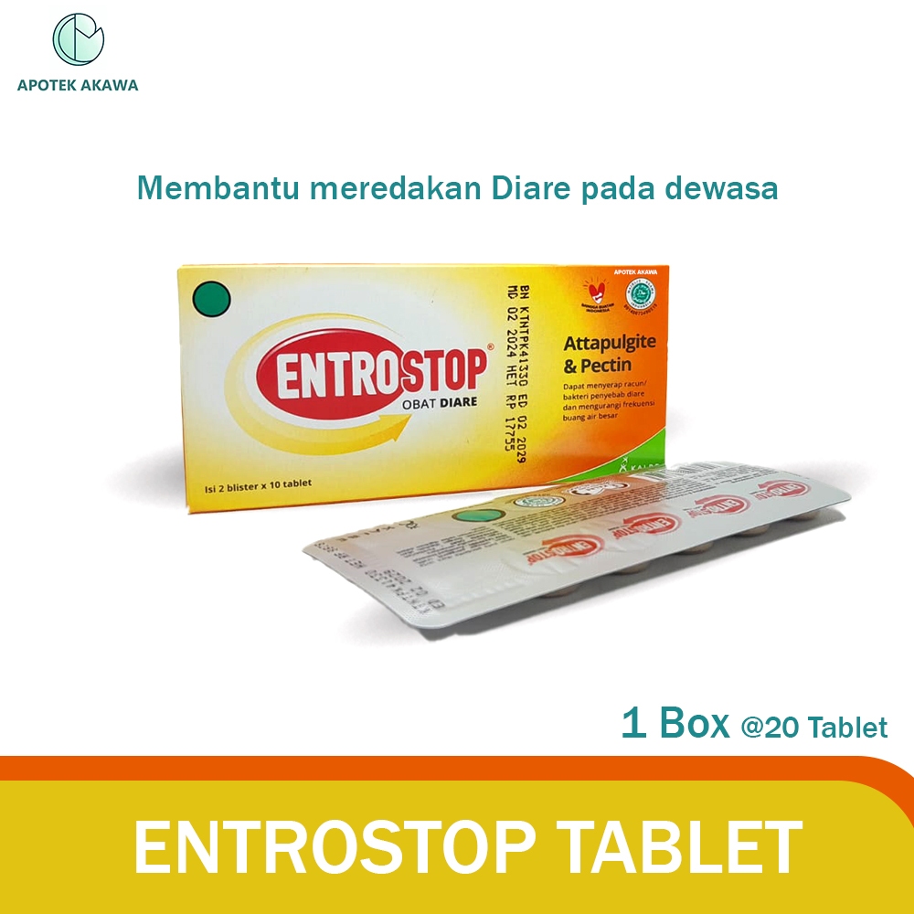 Jual ENTROSTOP TABLET 1 BOX @ 20 TABLET / OBAT DIARE / APOTEK AKAWA ...
