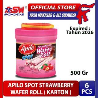 Jual Apilo Spot Wafer Roll Strawberry - 500 gr | Shopee Indonesia