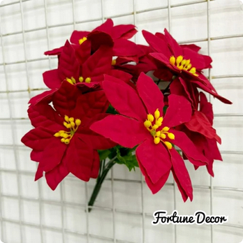 Jual Bunga kastuba poinsettia artificial merah cabang 7 hiasan dekorasi ...
