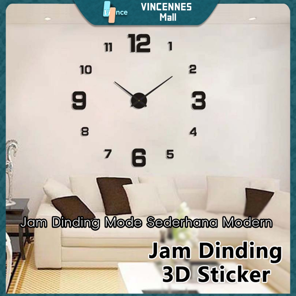 Jual VIncennes Stiker Jam Dinding Cermin Akrilik Angka Romawi 3D Baru ...