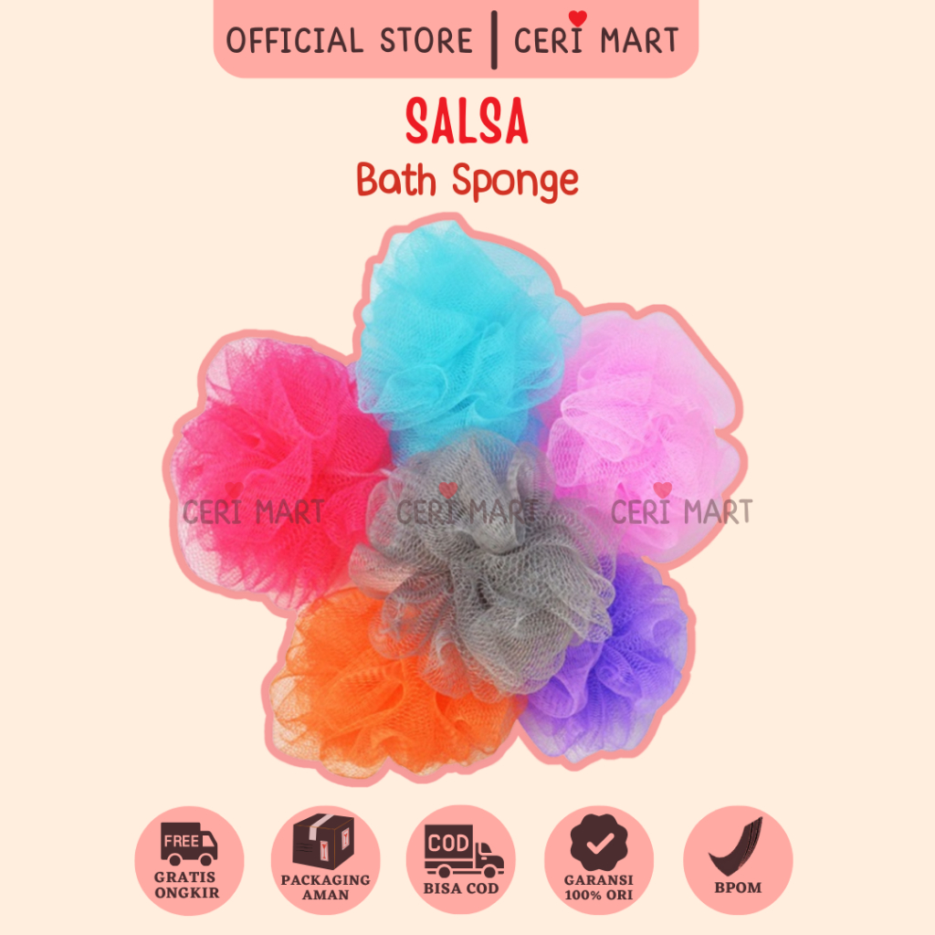 Jual SALSA Sponge 30gr - Spons Mandi BPOM Sponge Mandi | Shopee Indonesia