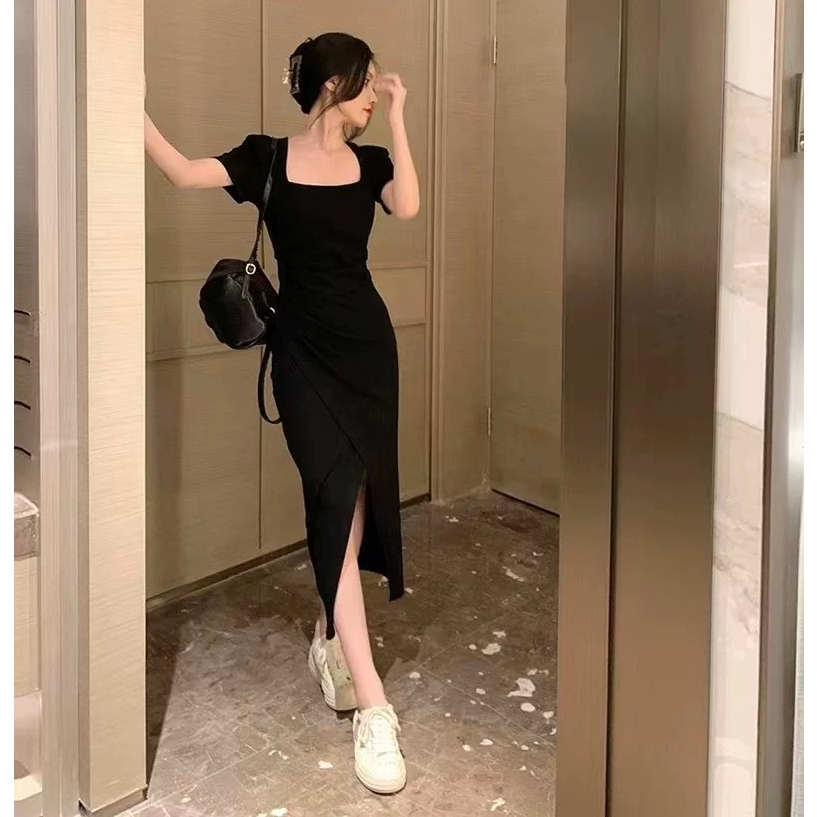 Jual EMITA BLOOM baju long dress hitam wanita kekinian party dress ...