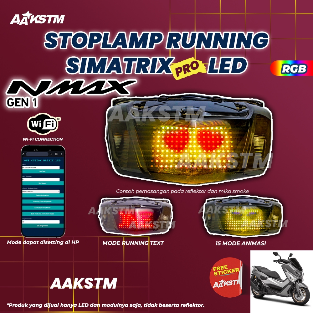 Jual Stoplamp Running Text Animasi Nmax Old Simatrix Pro RGB Lampu LED Rem Modifikasi Motor Aa ...