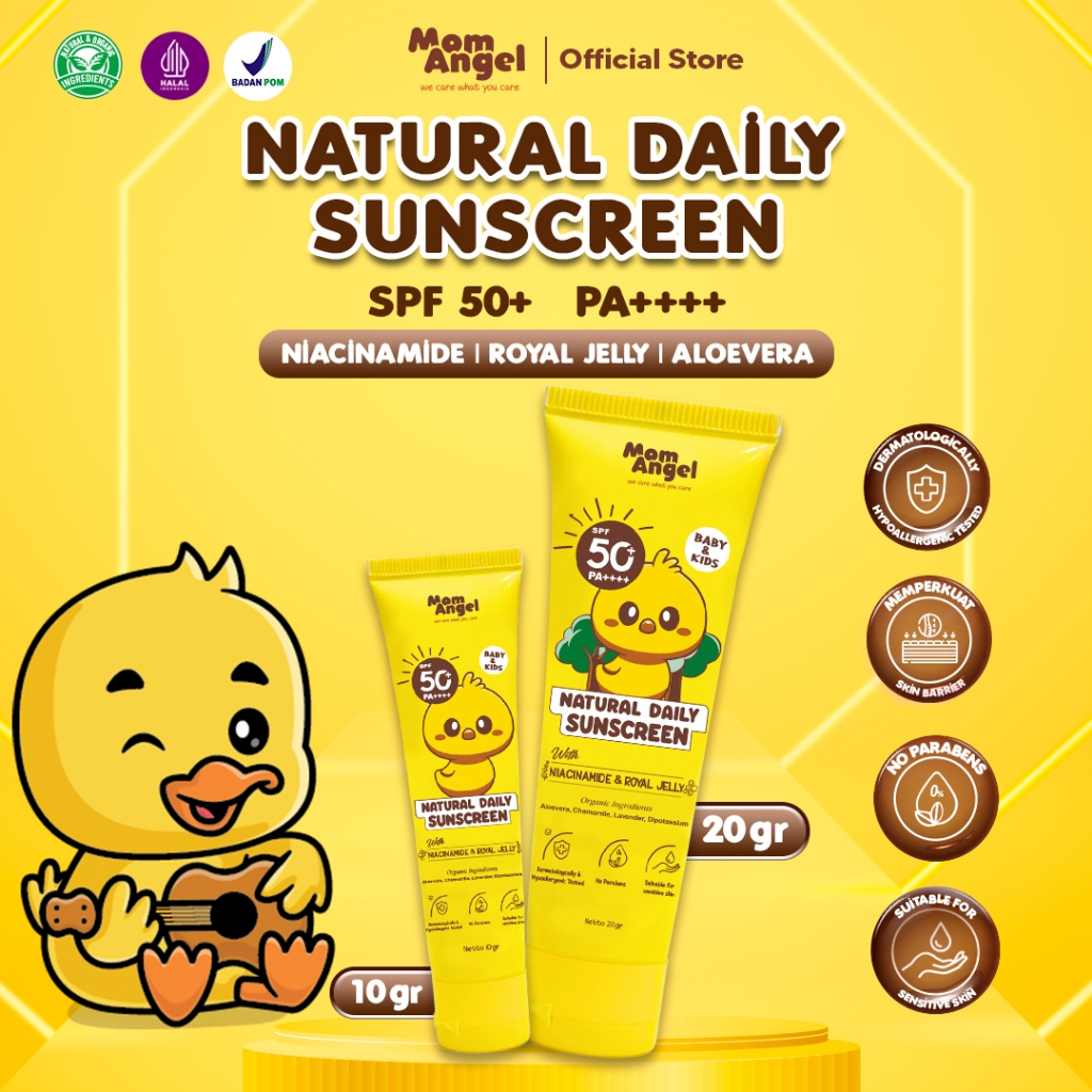Jual MOM ANGEL Natural Daily Sunscreen Anak & Bayi SPF 50+ PA++++ Kids ...