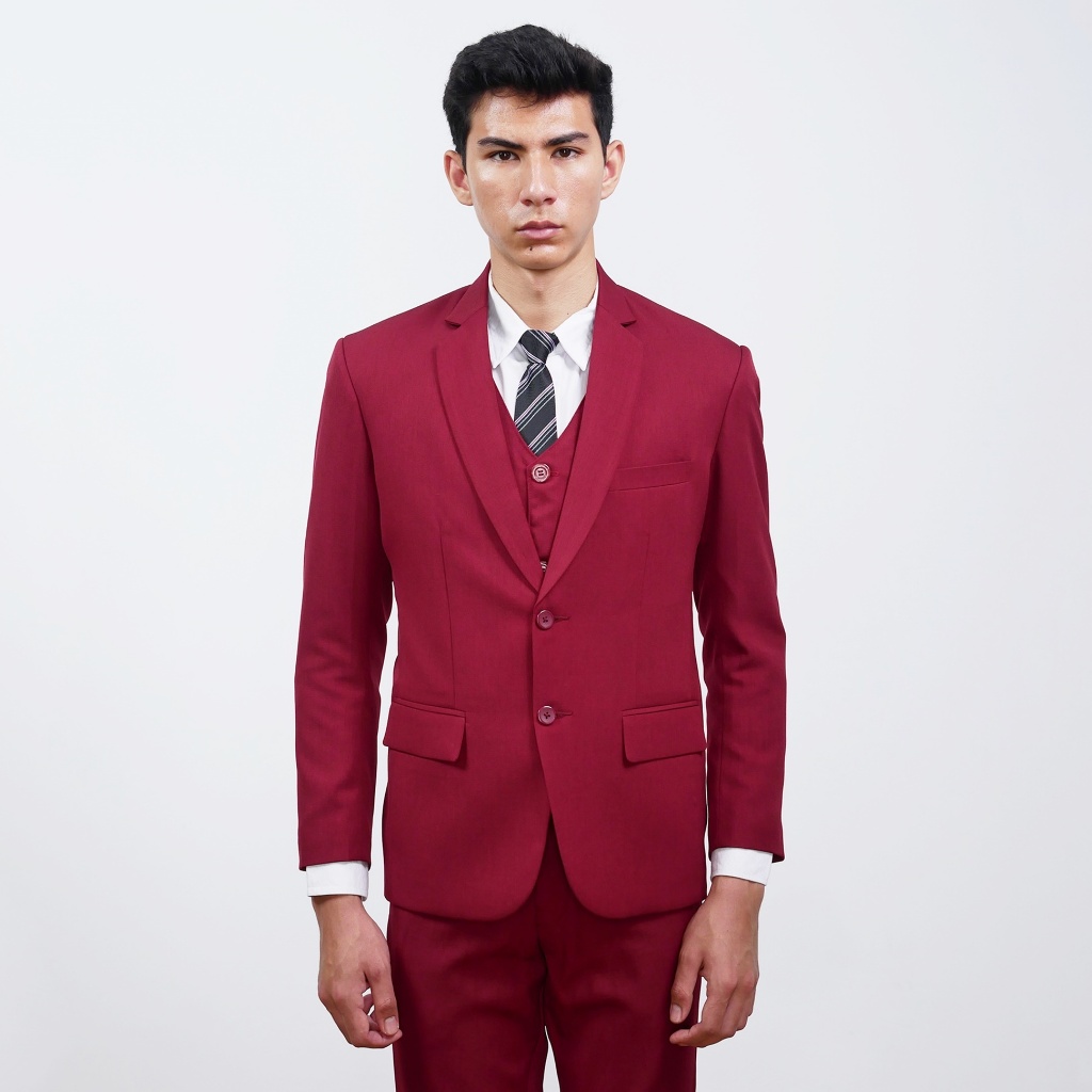 Jual Mubeng - Elegant Jas Slimfit Maroon (Free Cover Jas) | Shopee ...