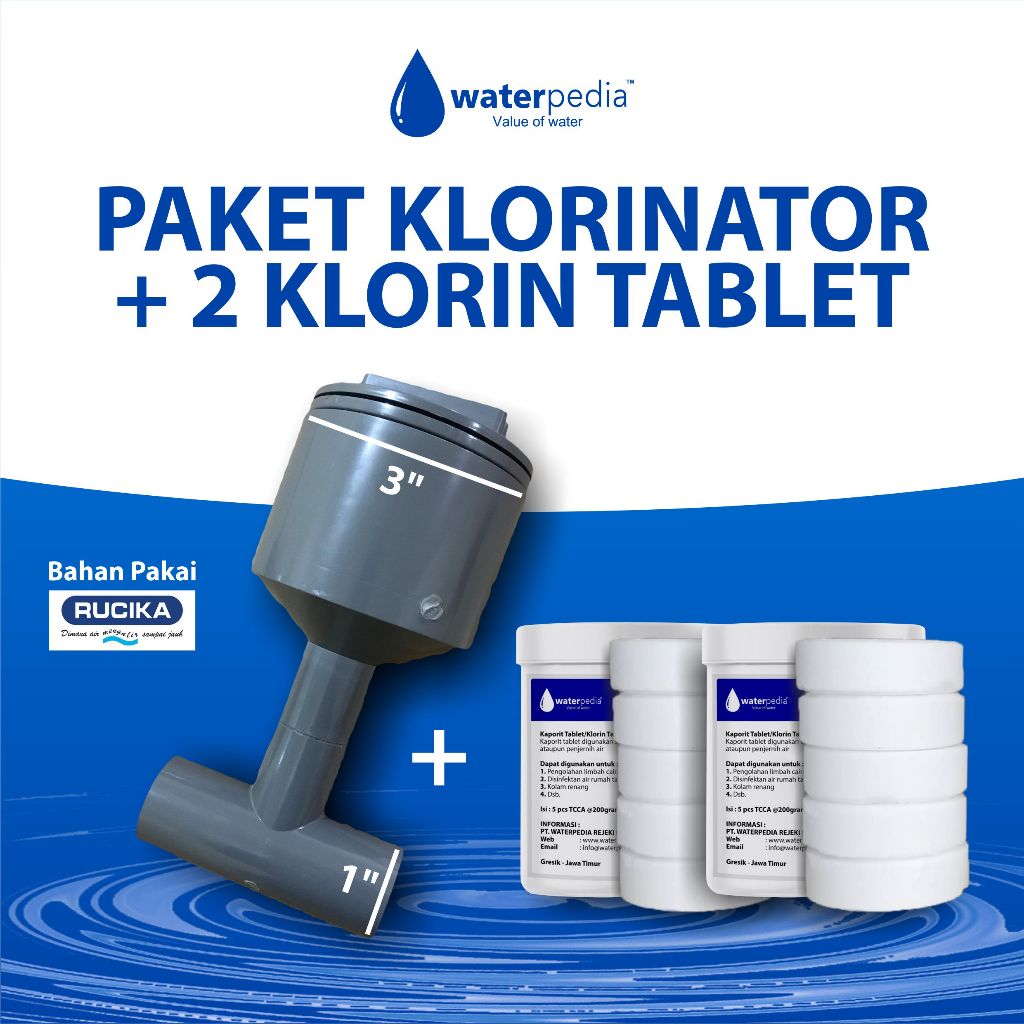 Jual PAKET TABUNG KAPORIT/KLORINATOR + 2 KLORIN TABLET | Shopee Indonesia