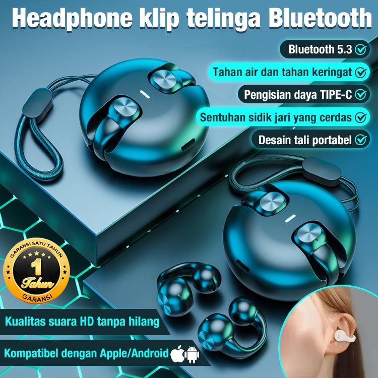 Jual [COD] GL Ear Clip Bluetooth Headphones Long Battery Life Bluetooth ...