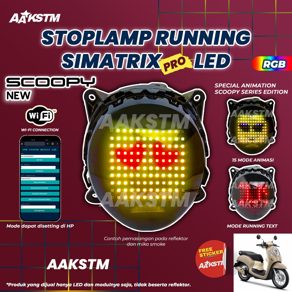 Jual Stoplamp Running Text Animasi Scoopy New Simatrix Pro RGB Lampu ...