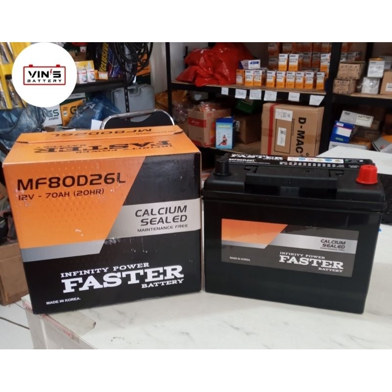 Jual Aki Faster MF 80D26L 70 Ah Innova Diesel/SantaFe/Pajero/Fortuner | Shopee Indonesia