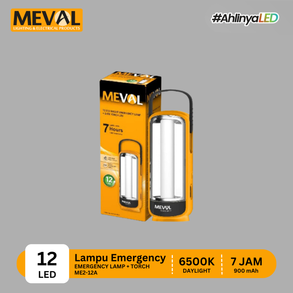 Jual MEVAL Lampu Emergency 12 LED Bright + Senter LED 0.5W - Putih ...