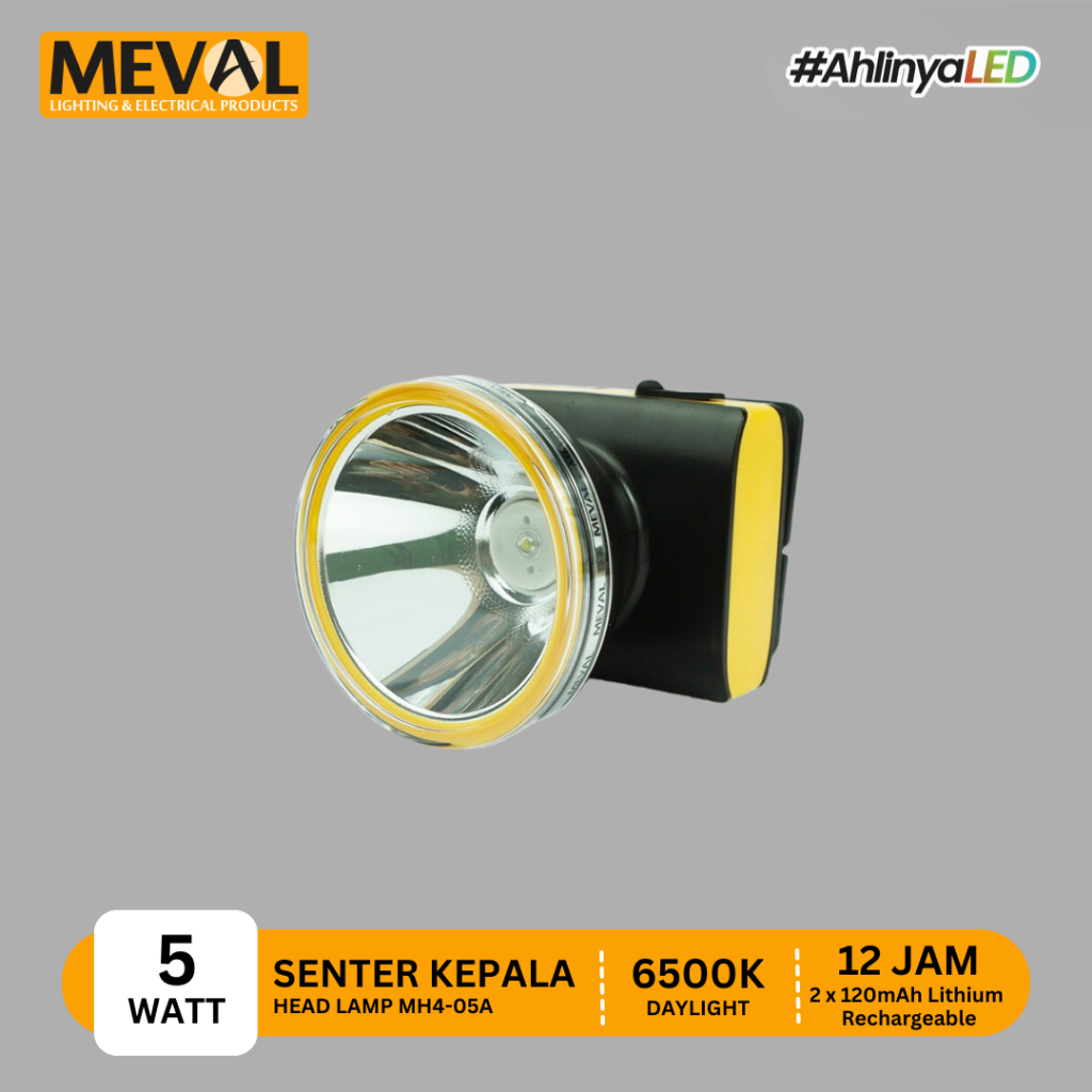 Jual MEVAL Senter Kepala LED Head Lamp 5 Watt Rechargeable Baterai ...
