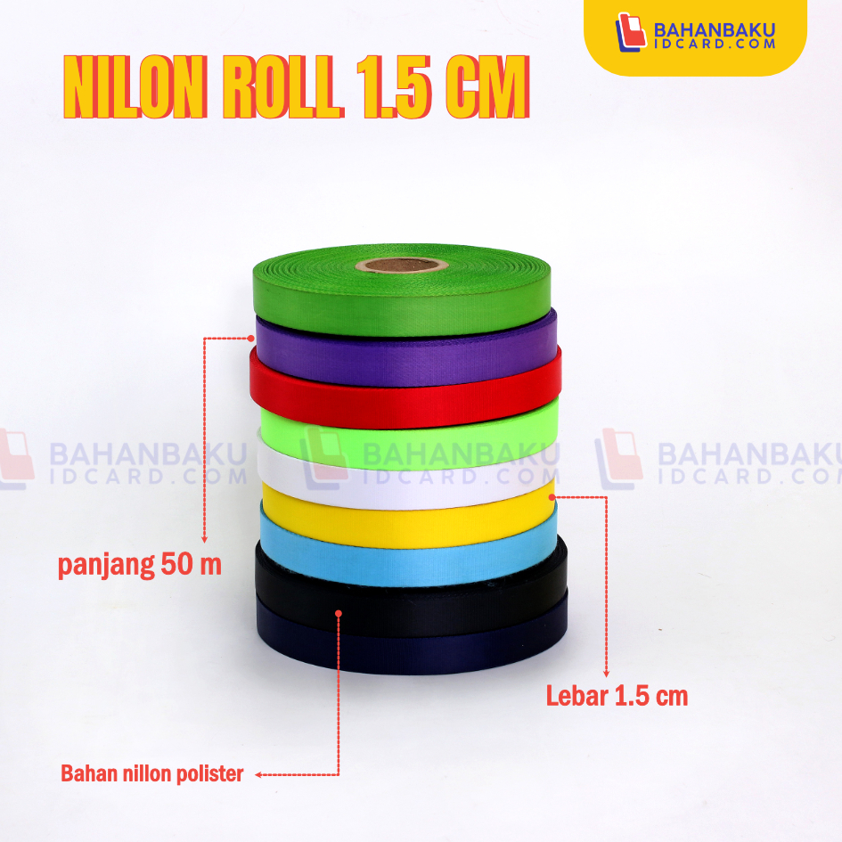 Jual TALI NYLON ROLL 1.5 cm / bahan roll tali lanyard IDCard polister ...