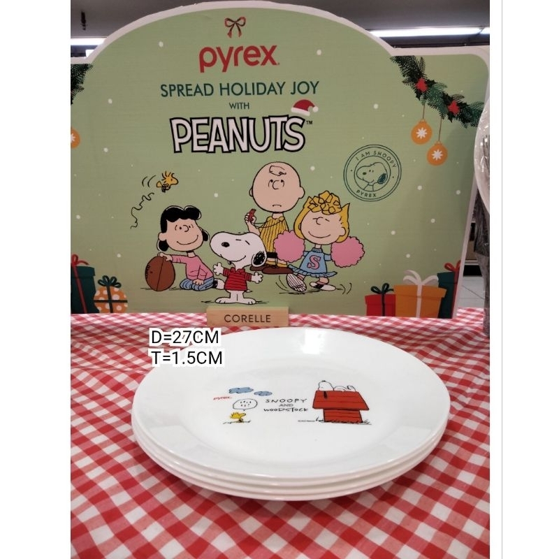 Jual PYREX SNOOPY DINNER PLATE 27CM PIRING MAKAN SET 4PCS | Shopee ...