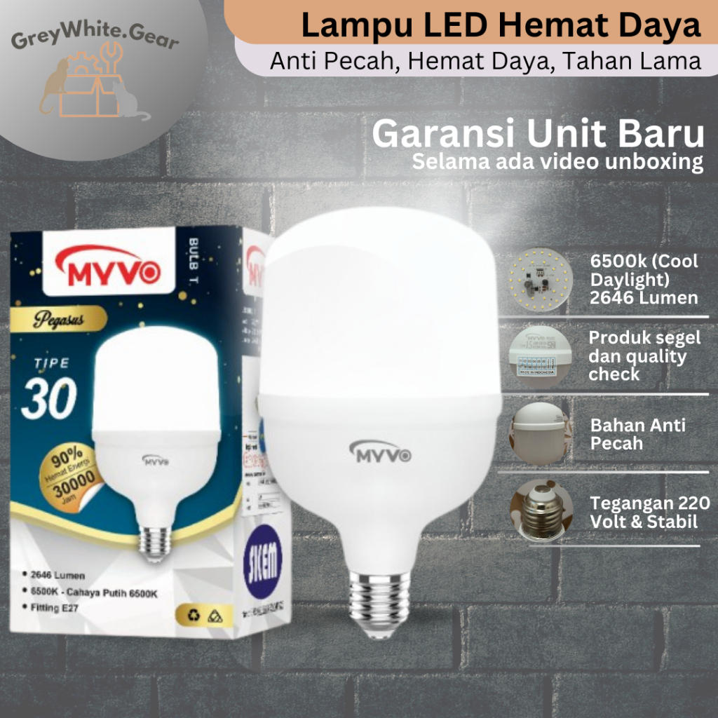 Jual Lampu LED Anti Pecah Hemat Daya Myvo 15 watt 5 watt 30 watt | Shopee Indonesia