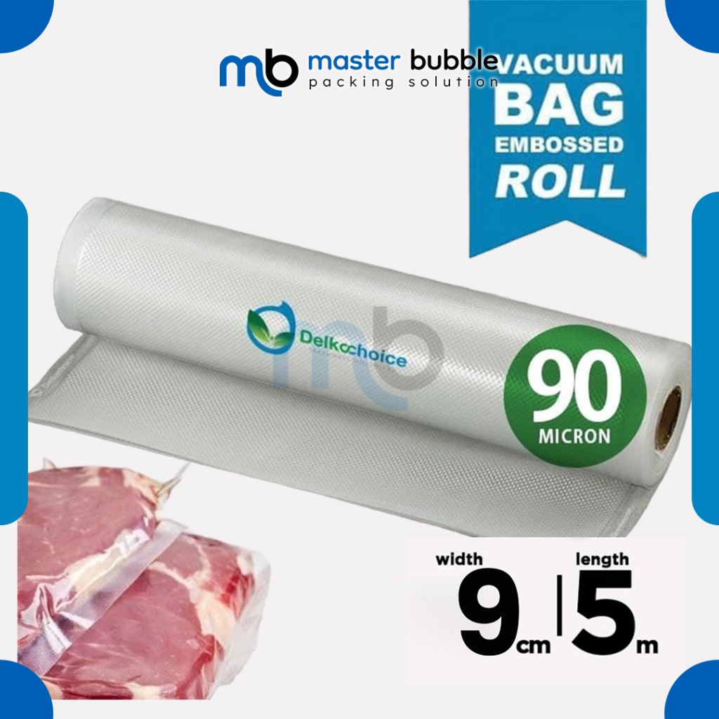 Jual Vacuum Embossed Roll Bening 9cm x 5 meter Plastik Vakum Makanan ...