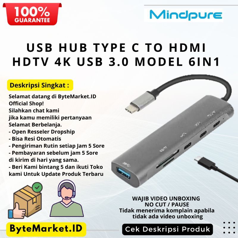 Jual Converter Type-C Pengisian Cepat PD 60W 5Gbps 480Mbps Multi Port ...