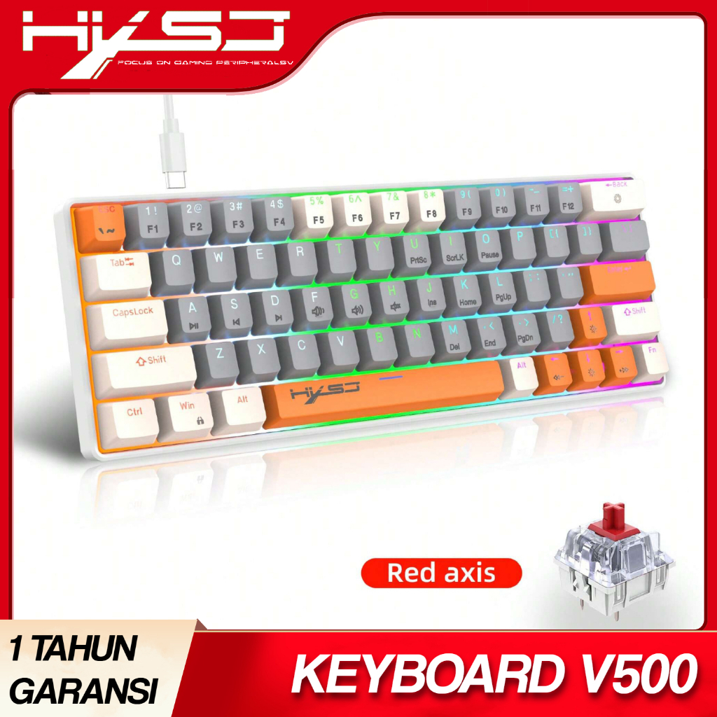 Jual HXSJ V500 Red Axis Wired Mechanical Keyboard | Shopee Indonesia