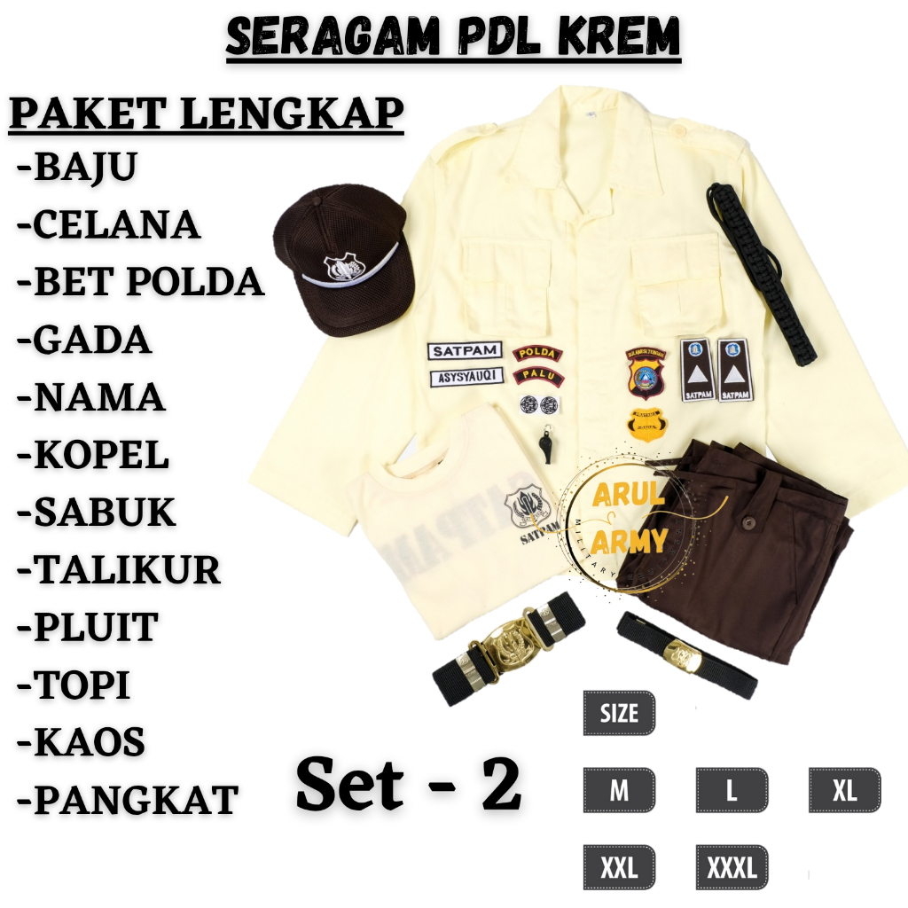 Jual GROSIR PAKET LENGKAP BAJU SERAGAM SATPAM SECURITY PDH PDL KREM TERBARU 2024 BAJU SATPAM ...