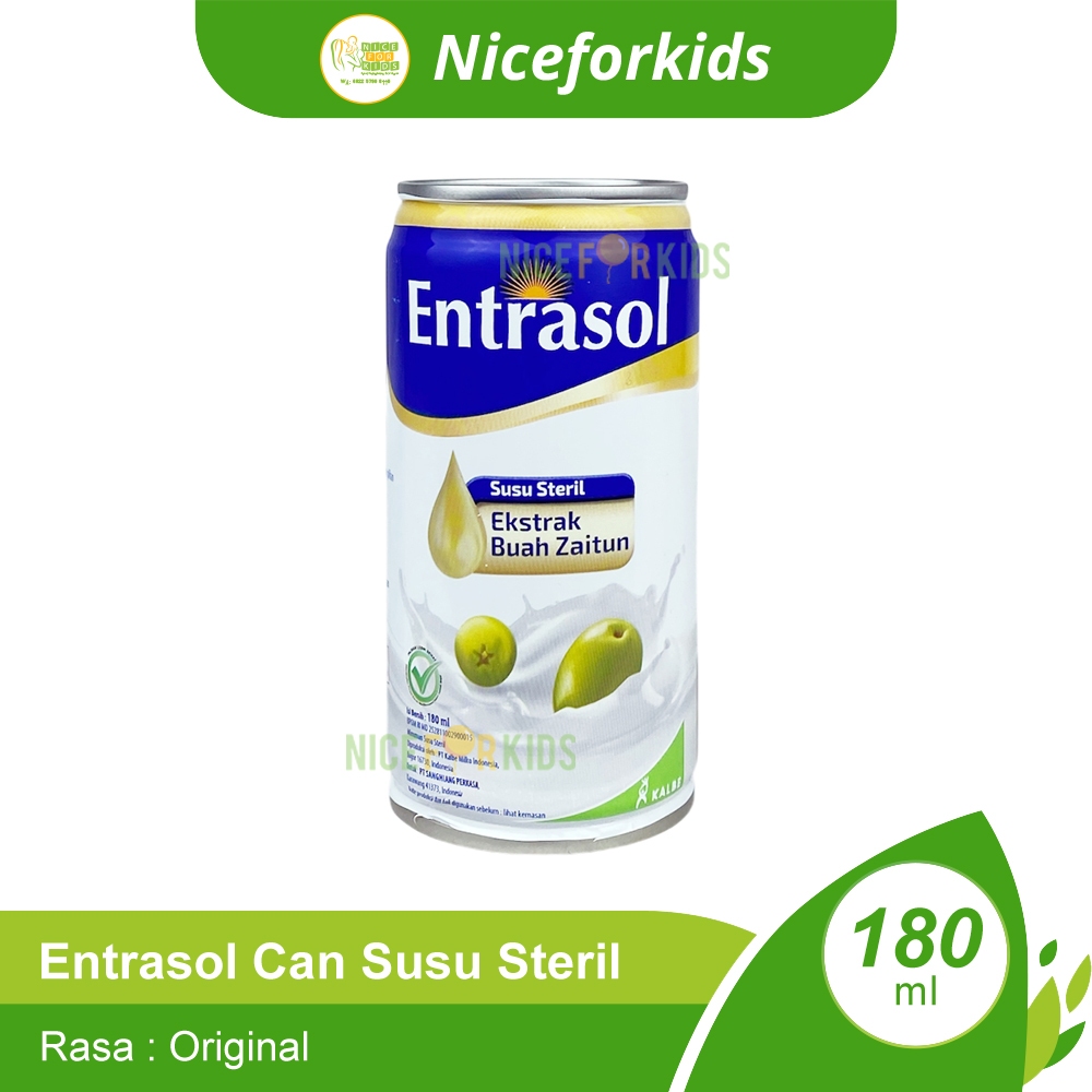 Jual Entrasol Can Susu Steril Plain 180 ml Susu Tinggi Kalsium Ekstrak ...