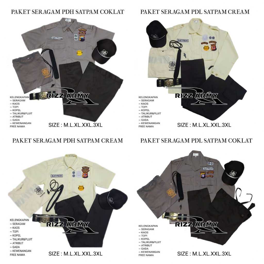 Jual Seragam PDL security terbaru Seragam PDL terbaru LENGKAP krem / Seragam Security Coklat ...
