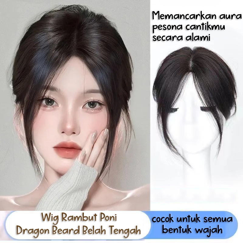 Jual Wig Rambut Belah Tengah Dragon Beard Berponi Wanita Korean Version ...