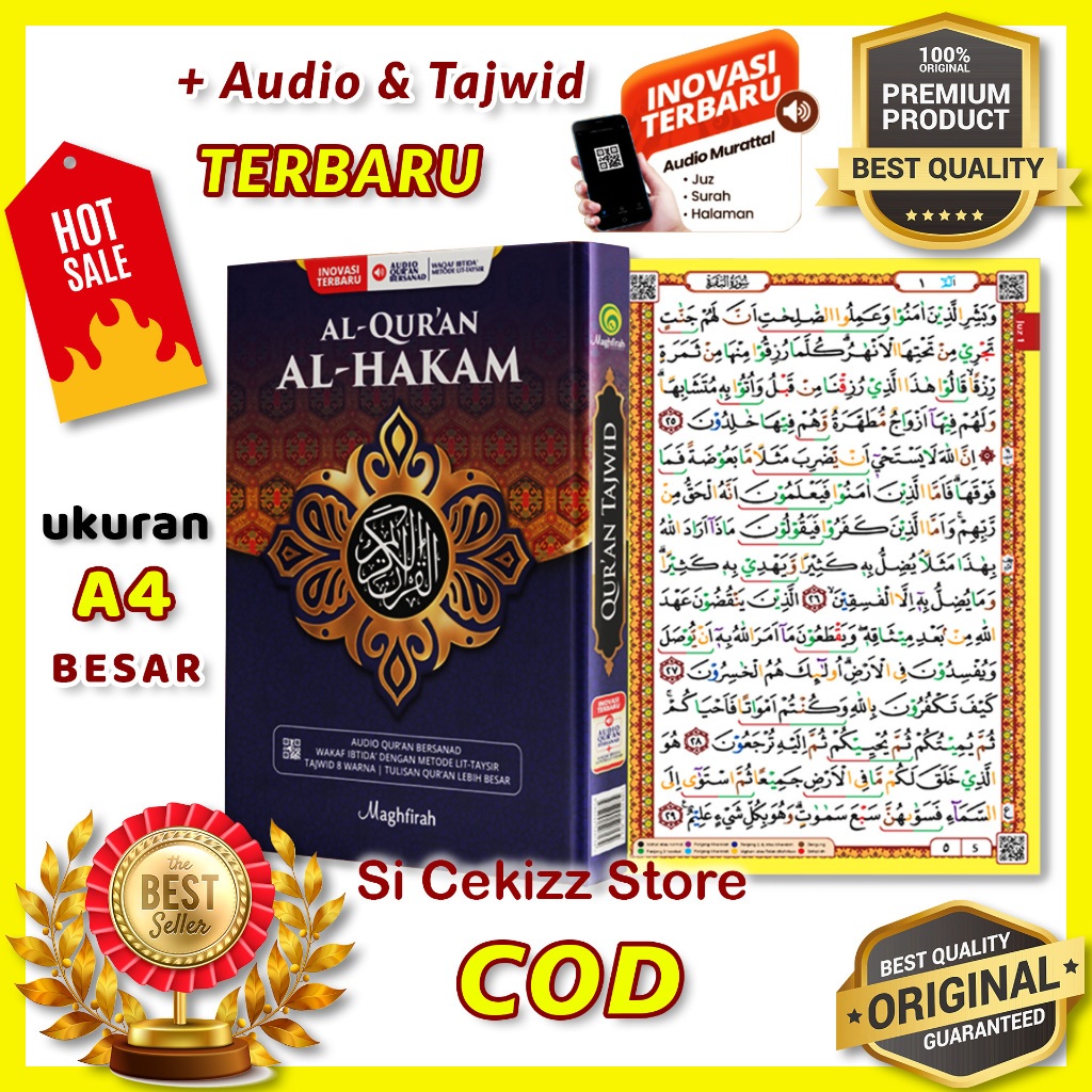 Jual Al Quran AL HAKAM - A4 Besar (Tartil Audio Murattal, Tajwid Warna ...