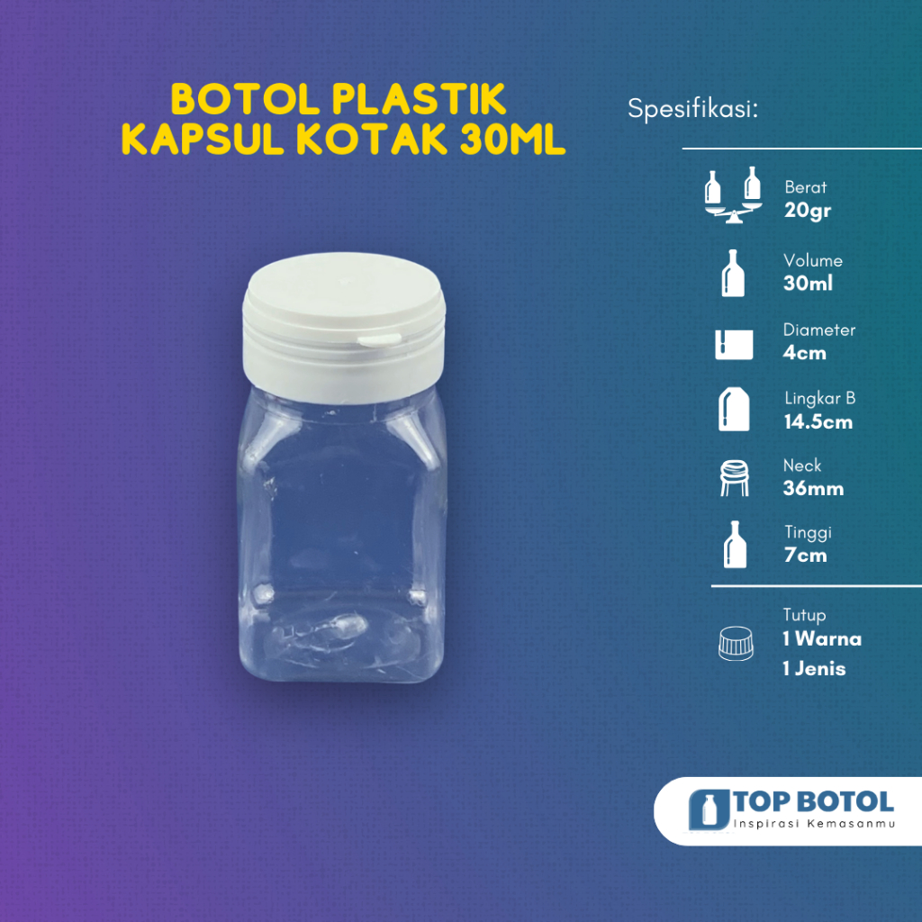 Jual Botol Kapsul Kotak 30ml Bening Shopee Indonesia
