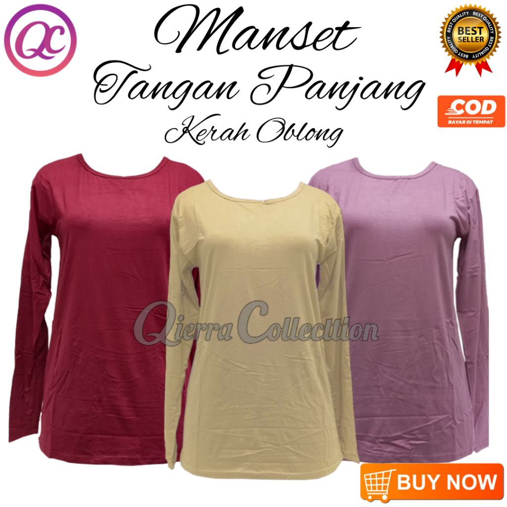 Jual Baju Manset Oblong Lengan Panjang Wanita Bahan Rayon Super Polos ...