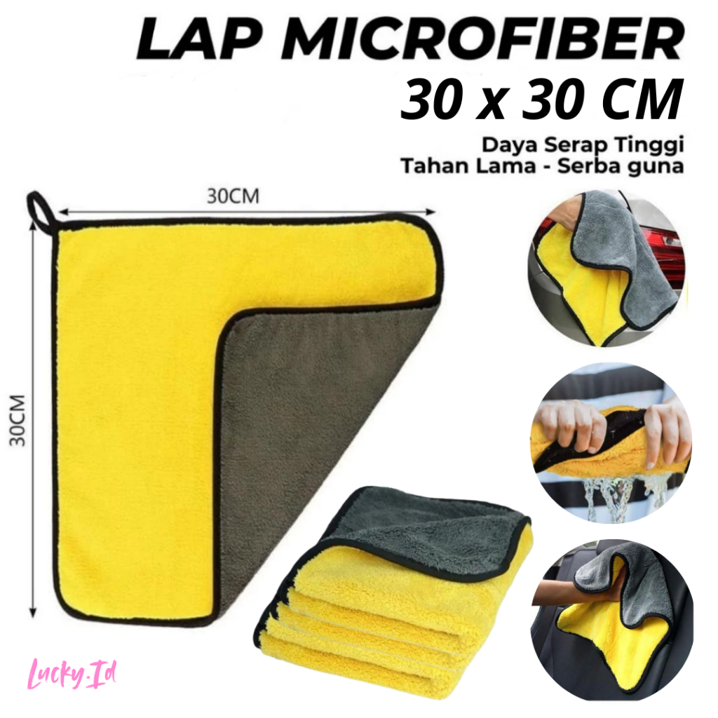 Jual Kain Lap Microfiber Serap Air 30 x 30 Cm Serbaguna Daya Serap Tinggi Kain Lap Mobil Motor ...