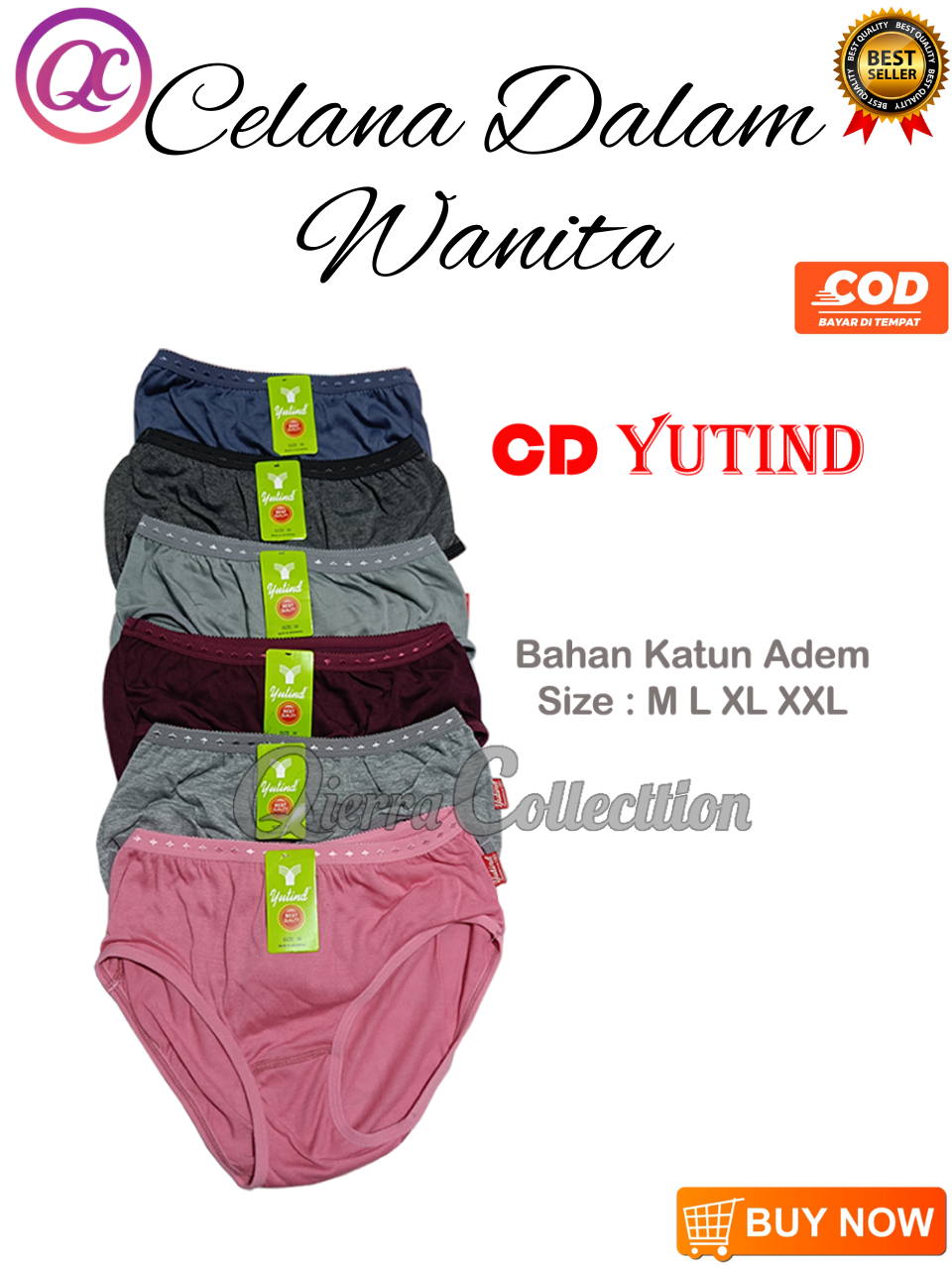 Jual CD YUTIND celana dalam katun setengah lusin isi 6 pcs dan 12pcs Celana dalam wanita dewasa ...